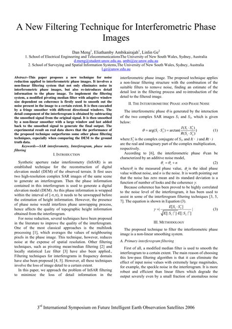 pdf a new filtering technique for interferometric phase images