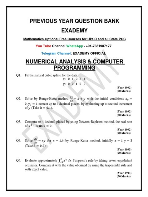numerical analysis and computer programming pdf