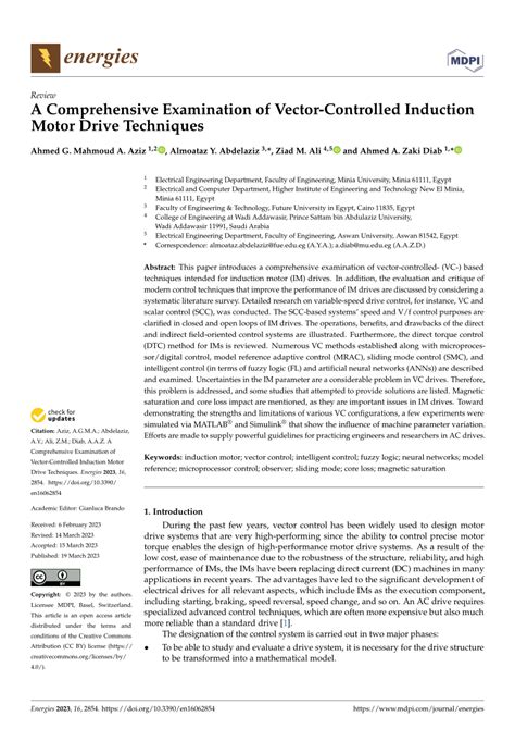 pdf a comprehensive examination of vector controlled induction motor drive techniques