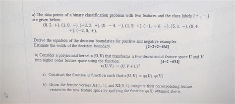 solved a the data points of a binary classification problem