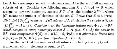 let a be a nonempty set with n elements and a be the