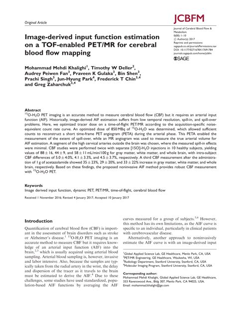 PDF Image Derived Input Function Estimation On A TOF Enabled PET MR