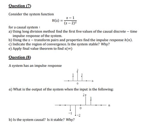 solved consider the system function h z z−2 2z−1 for a
