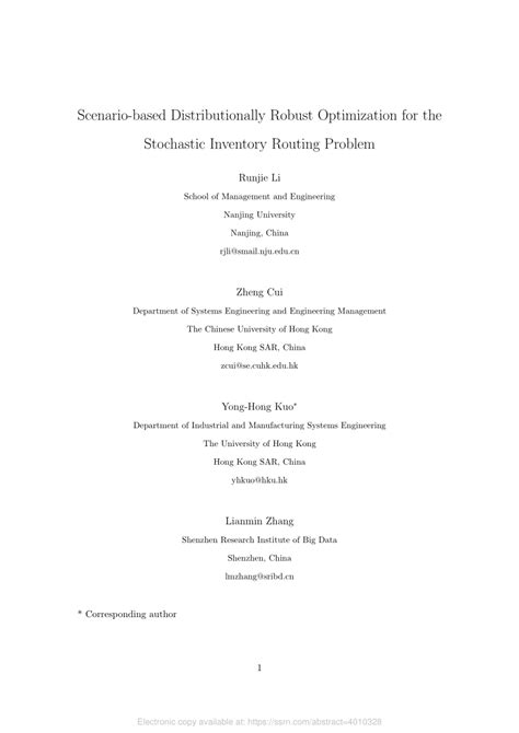 pdf scenario based distributionally robust optimization for the stochastic inventory routing