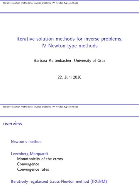 iterative solution methods for inverse problems iv newton type methods pdf computational