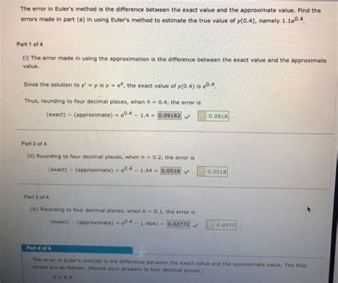 solved exercise a use euler s method with each of the
