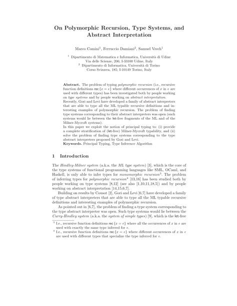 pdf on polymorphic recursion type systems and abstract interpretation