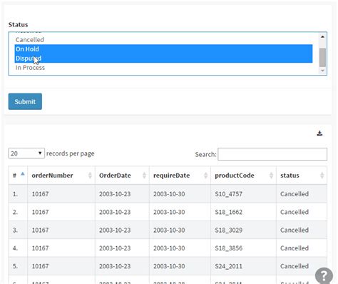 tabular report dbface documentation