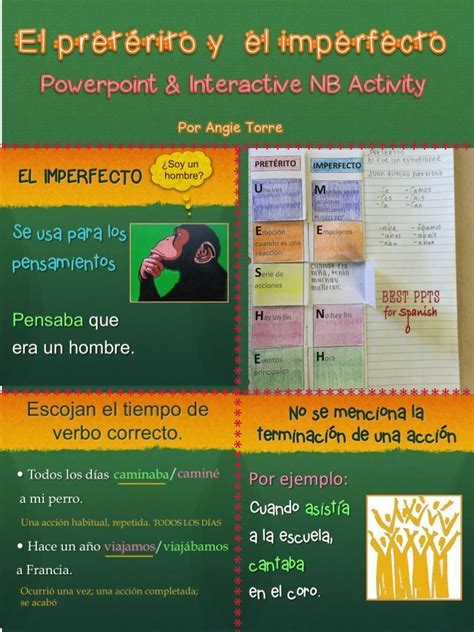 This Preterite Imperfect PowerPoint Interactive NB Activity Include