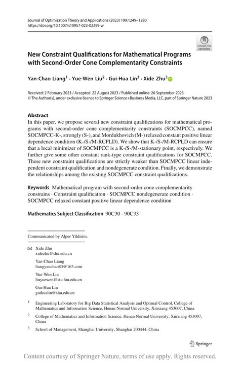 new constraint qualifications for mathematical programs with second order cone complementarity