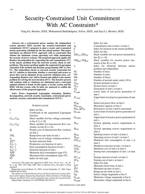 pdf security constrained unit commitment with ac constraints