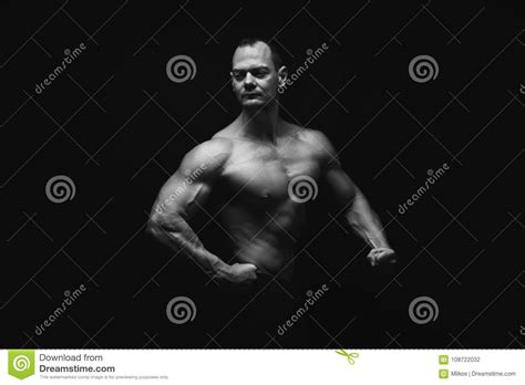 Strong Athletic Man Showes Naked Muscular Body Stock Photo Image Of
