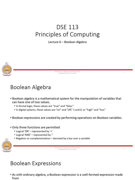 dse 113 lecture 06 boolean algebra pdf boolean algebra teaching mathematics