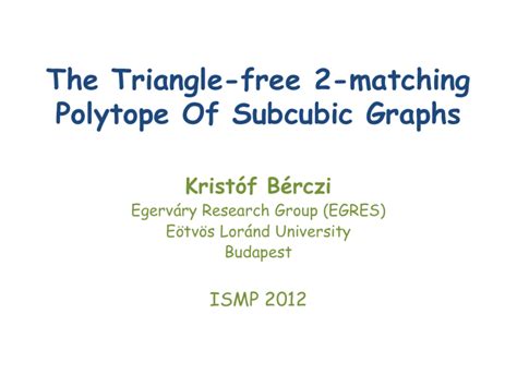 the triangle free 2 matching polytope of subcubic graphs