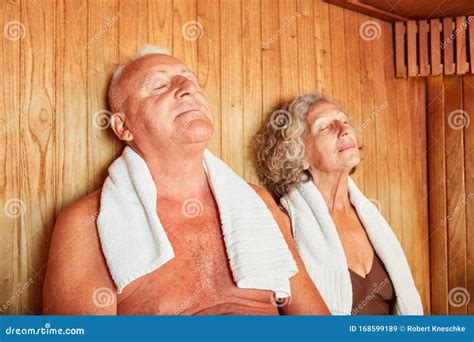 Senior Couple Enjoys Spa Sauna Stock Image Image Of Retirement Caucasian 168599189