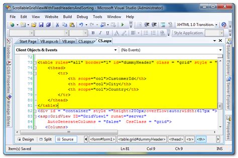scrollable gridview with fixed headers and client side sorting using jquery in aspnet