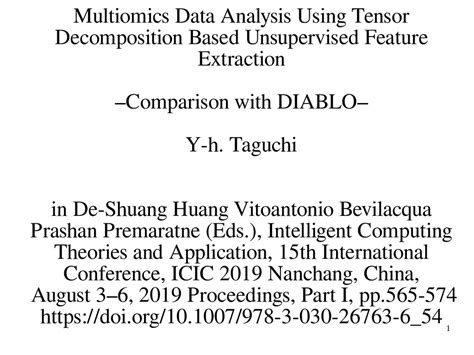multiomics data analysis using tensor decomposition based unsupervised feature extraction