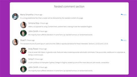 BOOTSTRAP 4 NESTED COMMENT SECTION WITH REPLY