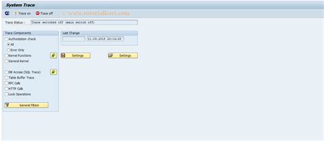 ST01 SAP Tcode System Trace