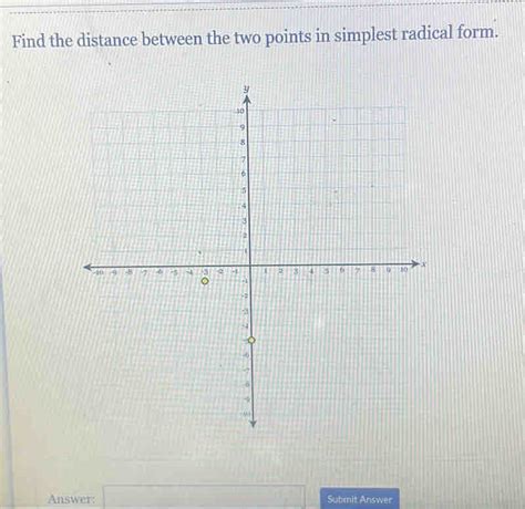 find the distance between the two points in simplest radical form answer submit answer