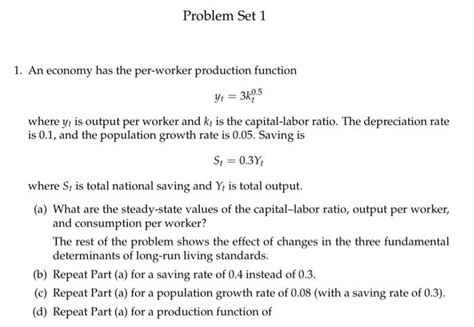 solved problem set 1 1 an economy has the per worker
