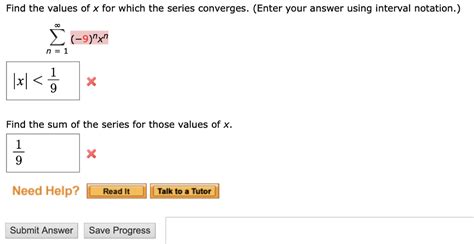 solved find the values of x for which the series converges