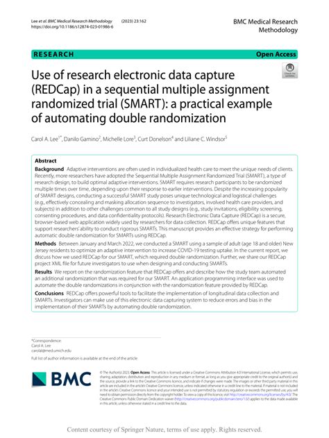 pdf use of research electronic data capture redcap in a sequential multiple assignment