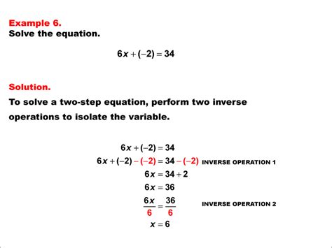 math example solving two step equations of the form ax b c example 6 media4math