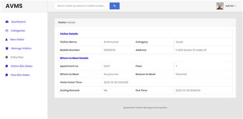 Apartment Visitors Management System Using Php And Mysql Project