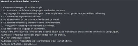 Basic Discord Rules Template