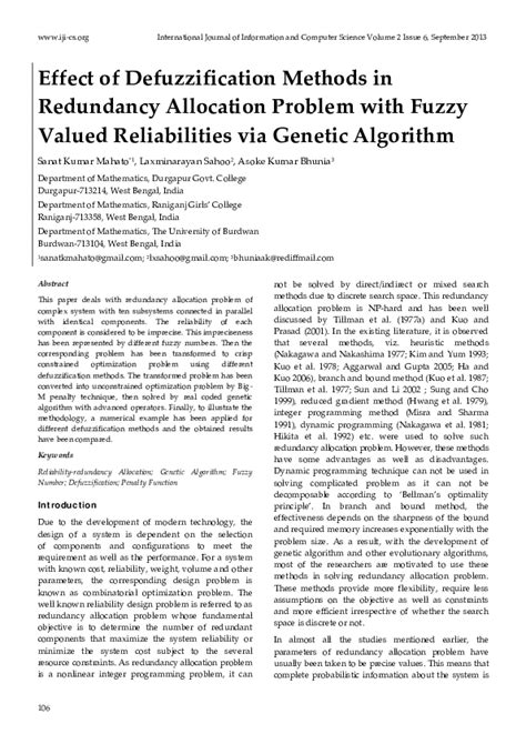 pdf effect of defuzzification methods in redundancy allocation problem with fuzzy valued