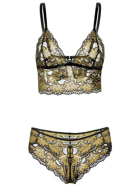 Plus Size Floral Lace Bralette Set 35 Off Rosegal