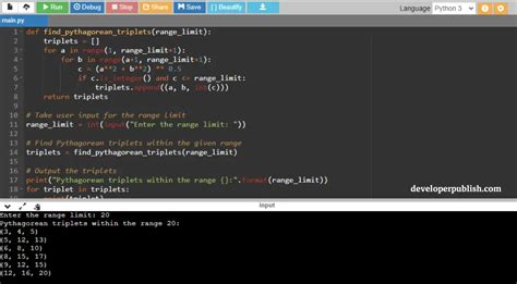 Python Program To Find All Pythagorean Triplets In The Range