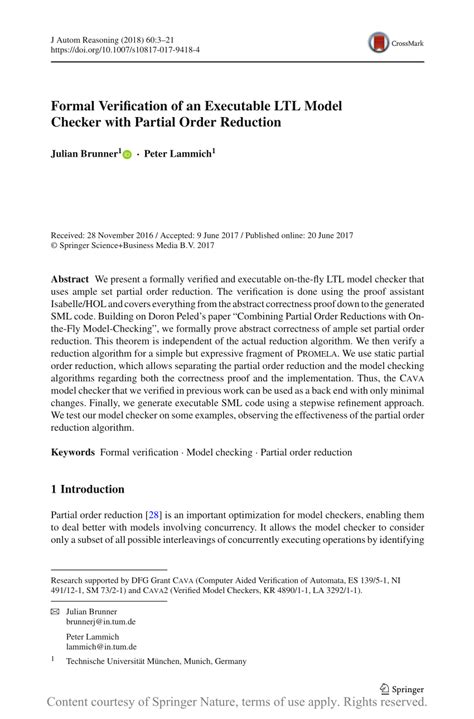 formal verification of an executable ltl model checker with partial order reduction request pdf