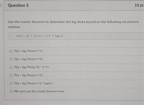 solved use the master theorem to determine the big theta