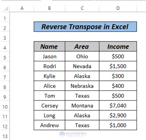 How To Reverse Transpose In Excel 3 Simple Methods ExcelDemy