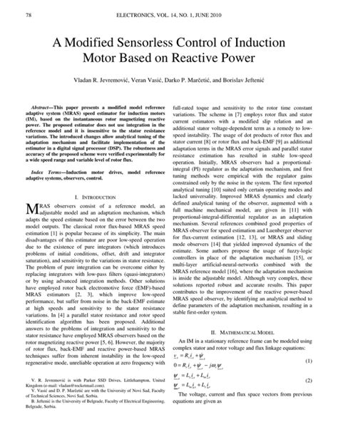 a modified sensorless control of induction motor based on reactive