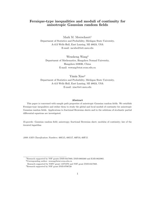 pdf fernique type inequalities and moduli of continuity for anisotropic gaussian random fields