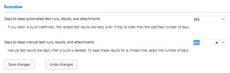 set test retention policies azure test plans microsoft learn