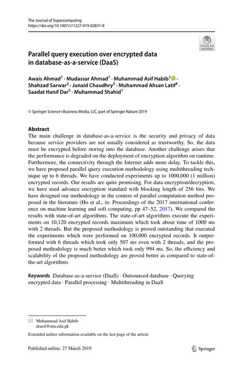 pdf parallel query execution over encrypted data in database as a service daas