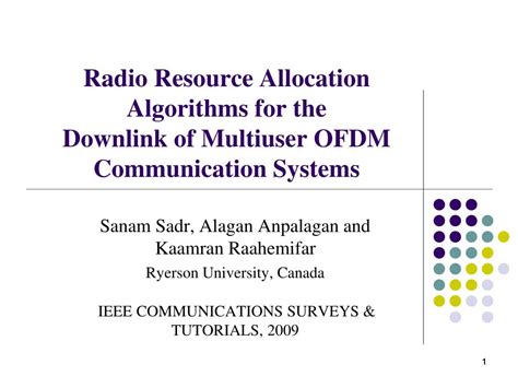 ppt radio resource allocation algorithms for the downlink of multiuser ofdm communication