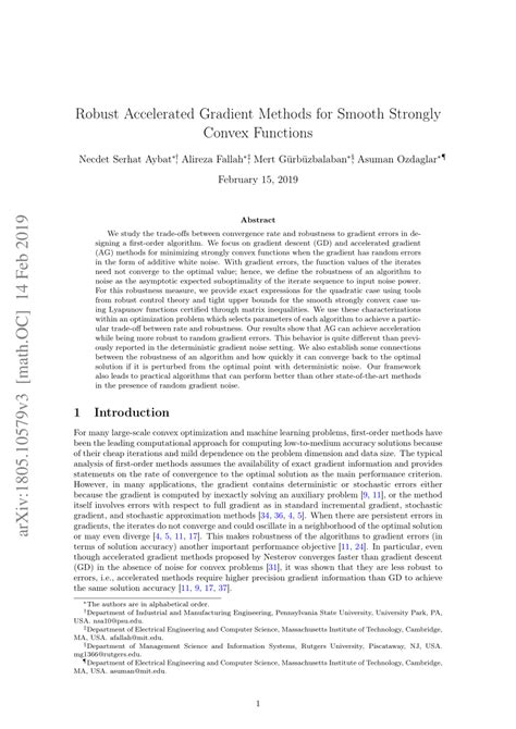 pdf robust accelerated gradient methods for smooth strongly convex functions