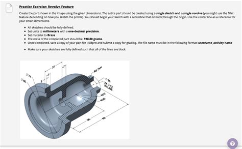 solved practice exercise revolve feature create the part