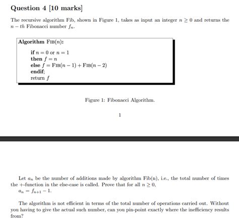 solved question 4 10 marks] the recursive algorithm fib