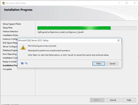 Windows Microsoft SQL Server 2012 Setup Attempted To Perform An