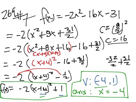 complete the square for vertex form math precalculus polynomial and rational functions showme
