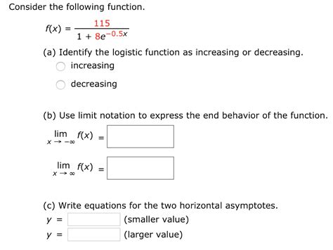solved consider the following function 115 1 8e 0 5x f x