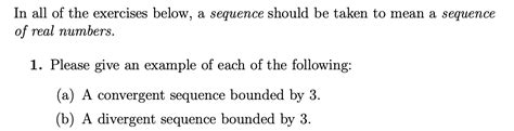 solved in all of the exercises below a sequence should be