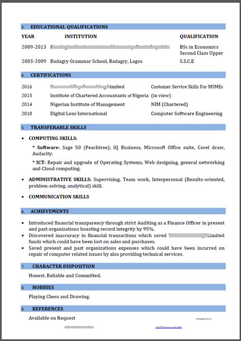 Curriculum Vitae CV Format CV Templates Formatting Tips