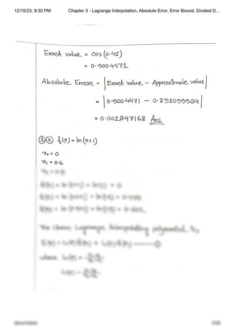 solution chapter 3 lagrange interpolation absolute error error bound divided difference with